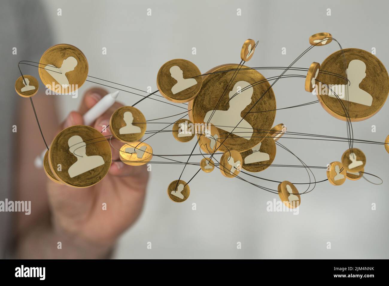 a shot of man pointing at communication symbols Stock Photo - Alamy