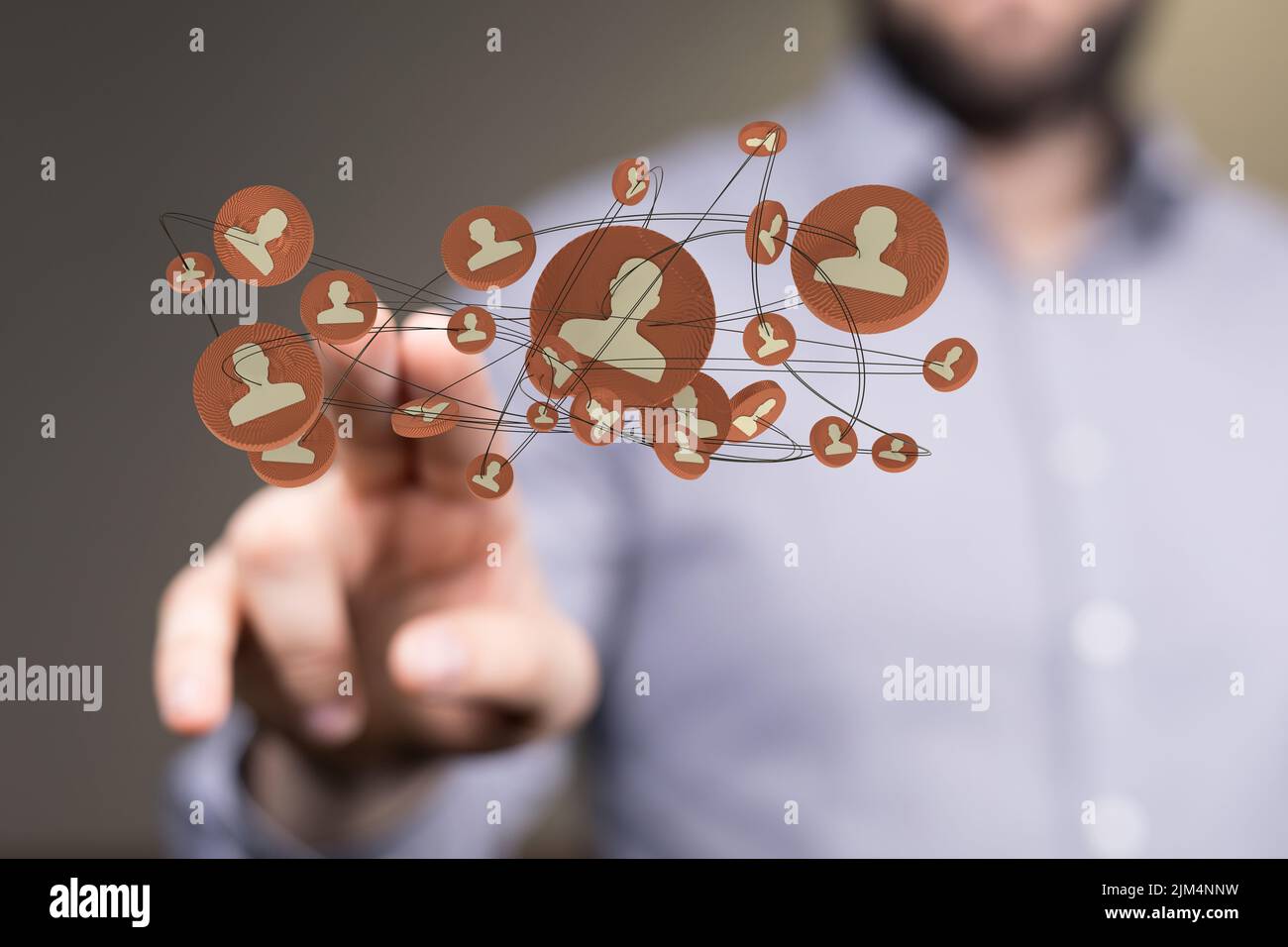 a shot of man pointing at communication symbols Stock Photo - Alamy
