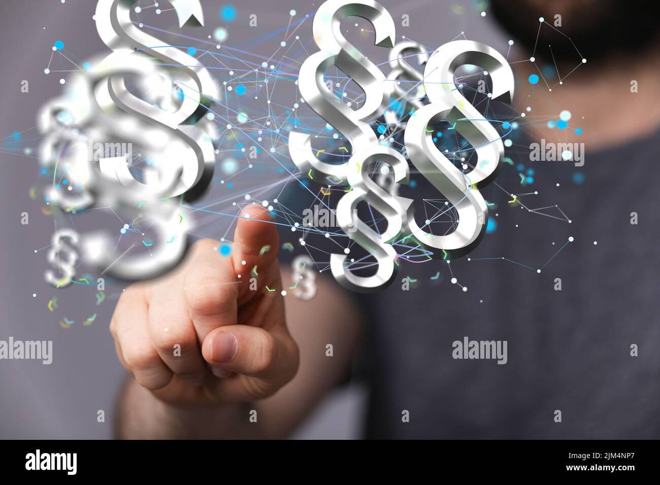 A closeup of illustrated Law Protection Right Symbols near a hand Stock ...