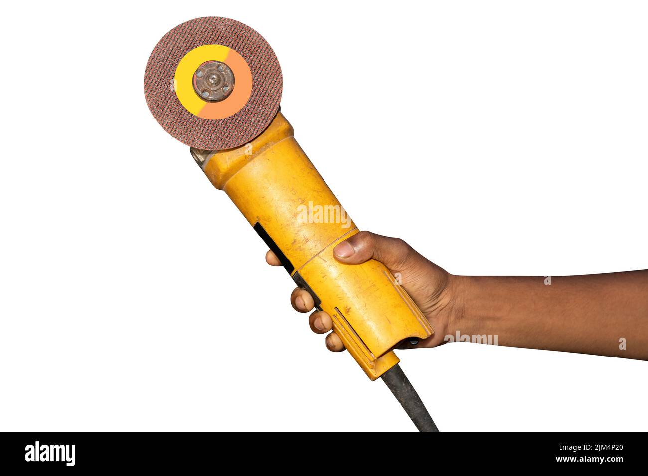 angle grinder in hand on white background isolation Stock Photo - Alamy
