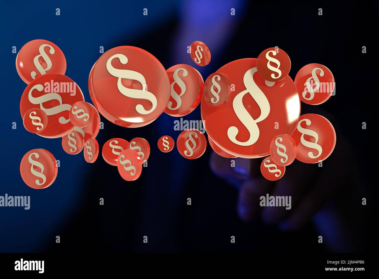 A closeup of illustrated Law Protection Right Symbols near a hand Stock ...