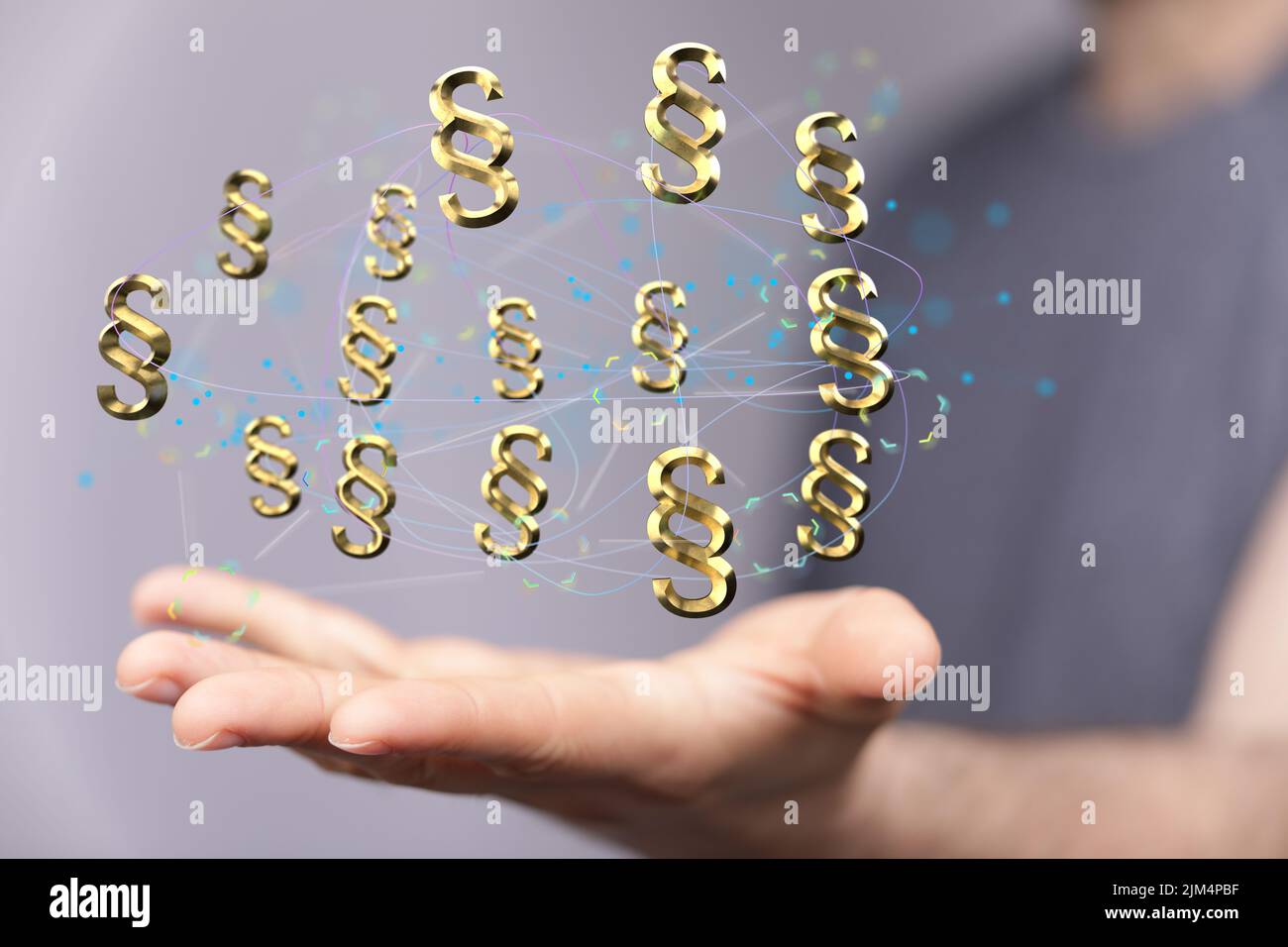 A closeup of illustrated Law Protection Right Symbols near a hand Stock ...