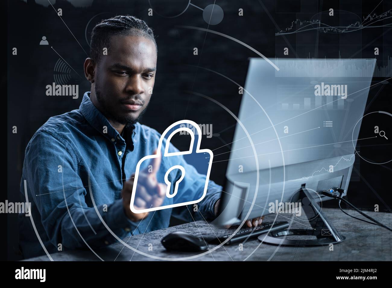 Computer Cyber Security. Digital Information Lock Icon Stock Photo - Alamy