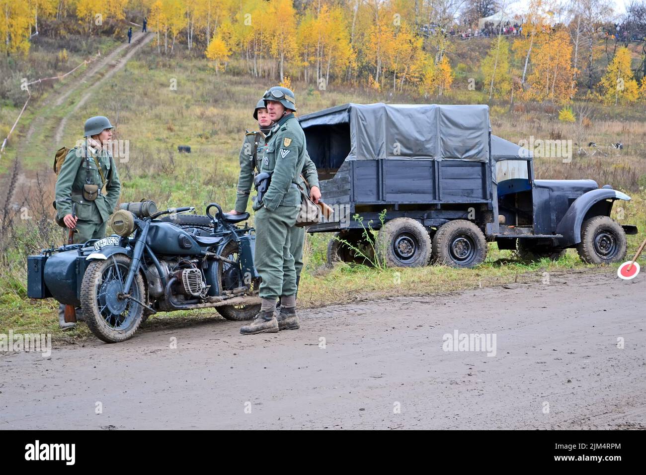 Nazi soldiers with ammunition. Military reconstruction devoted to free ...