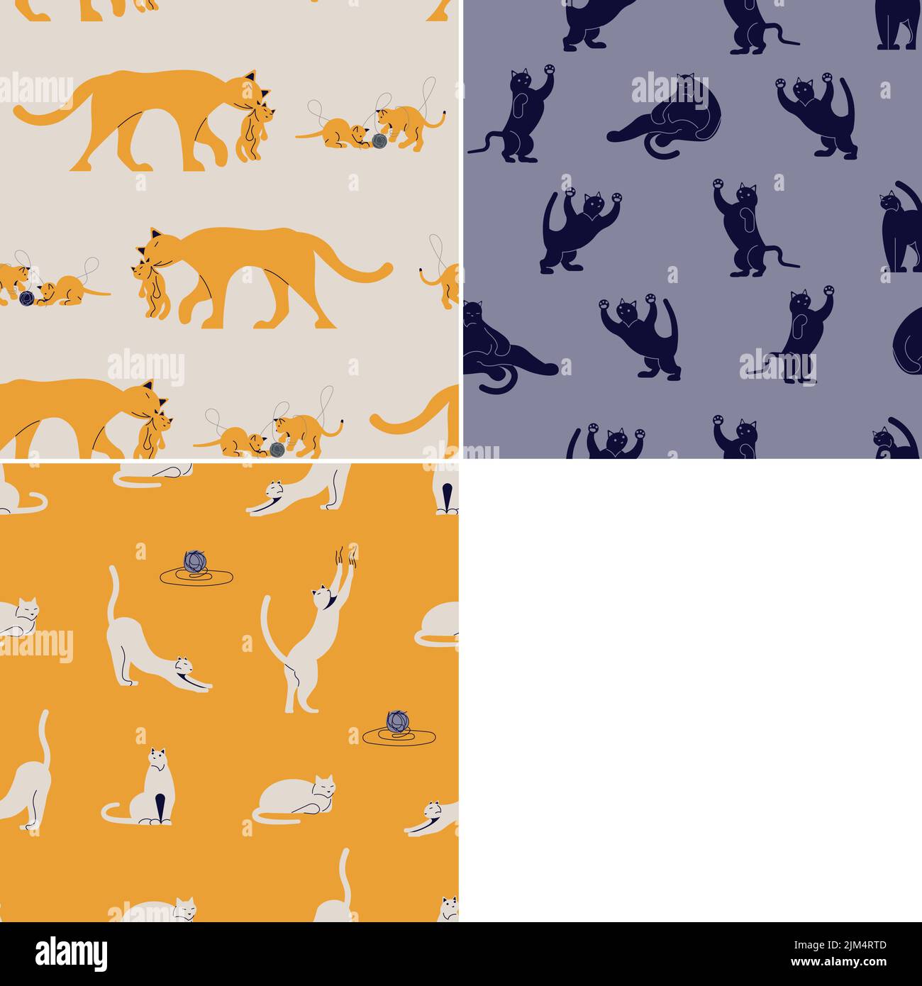 Bright colorful Seamless pattern with Cute Cartoon Cats on pastel ...