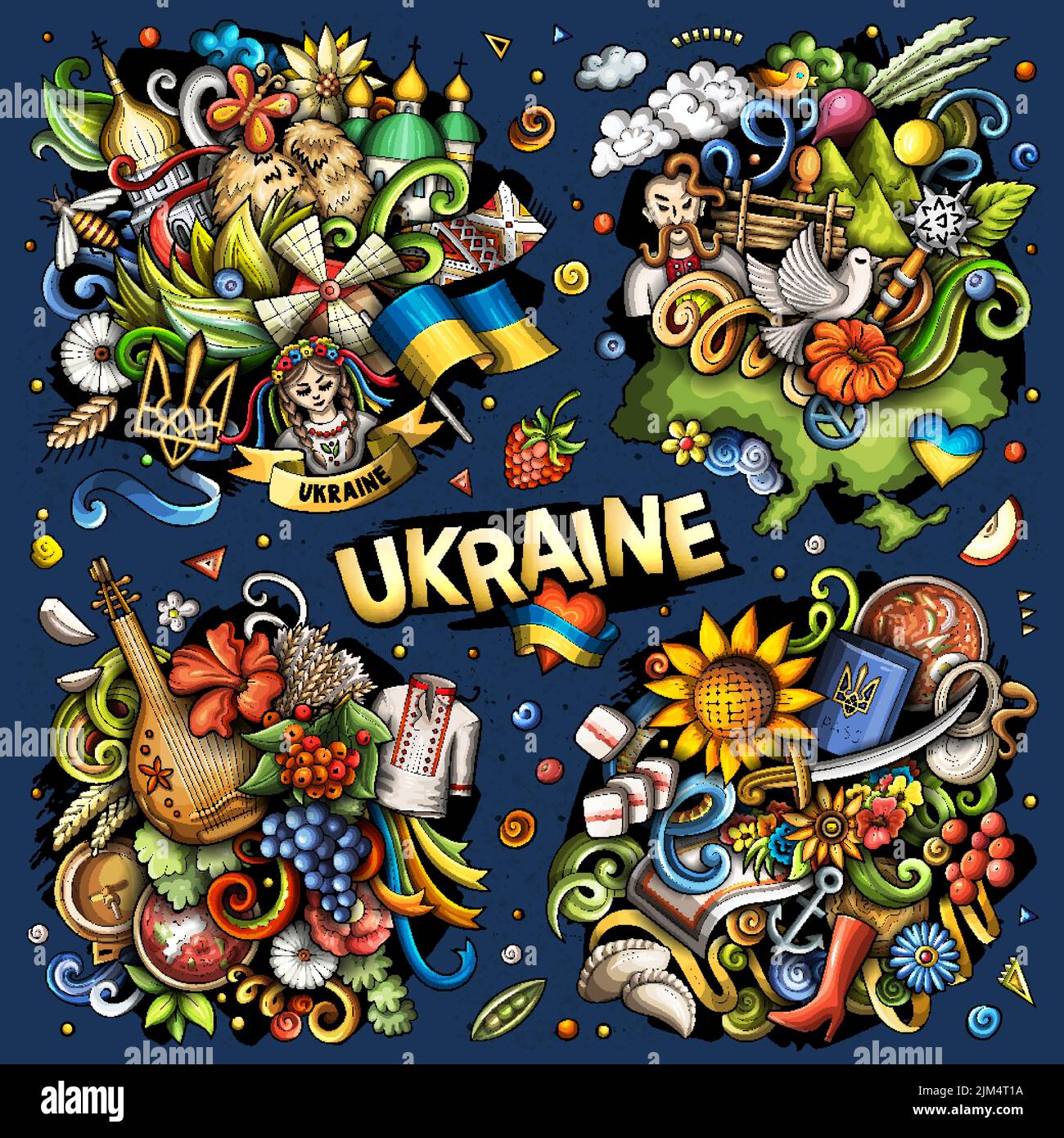Ukraine cartoon vector doodle designs set Stock Vector Image & Art - Alamy