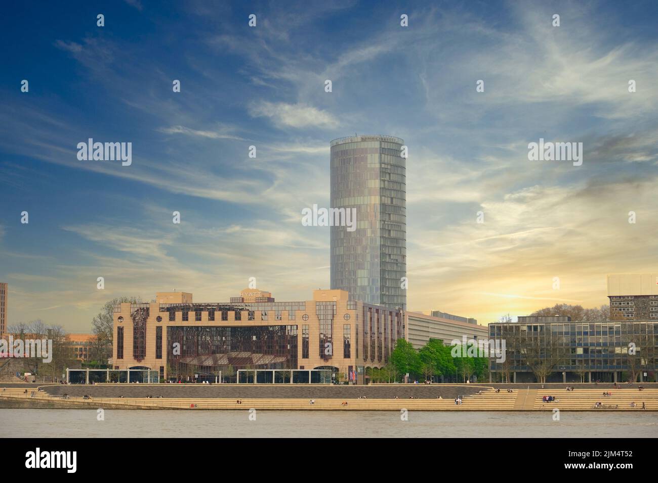 view of the left bank of the rhine called deutzer rheinufer and the 100 ...