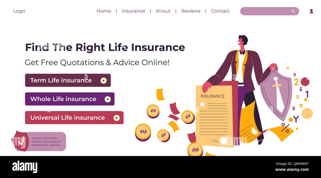 Find right life insurance, website with service Stock Vector Image ...