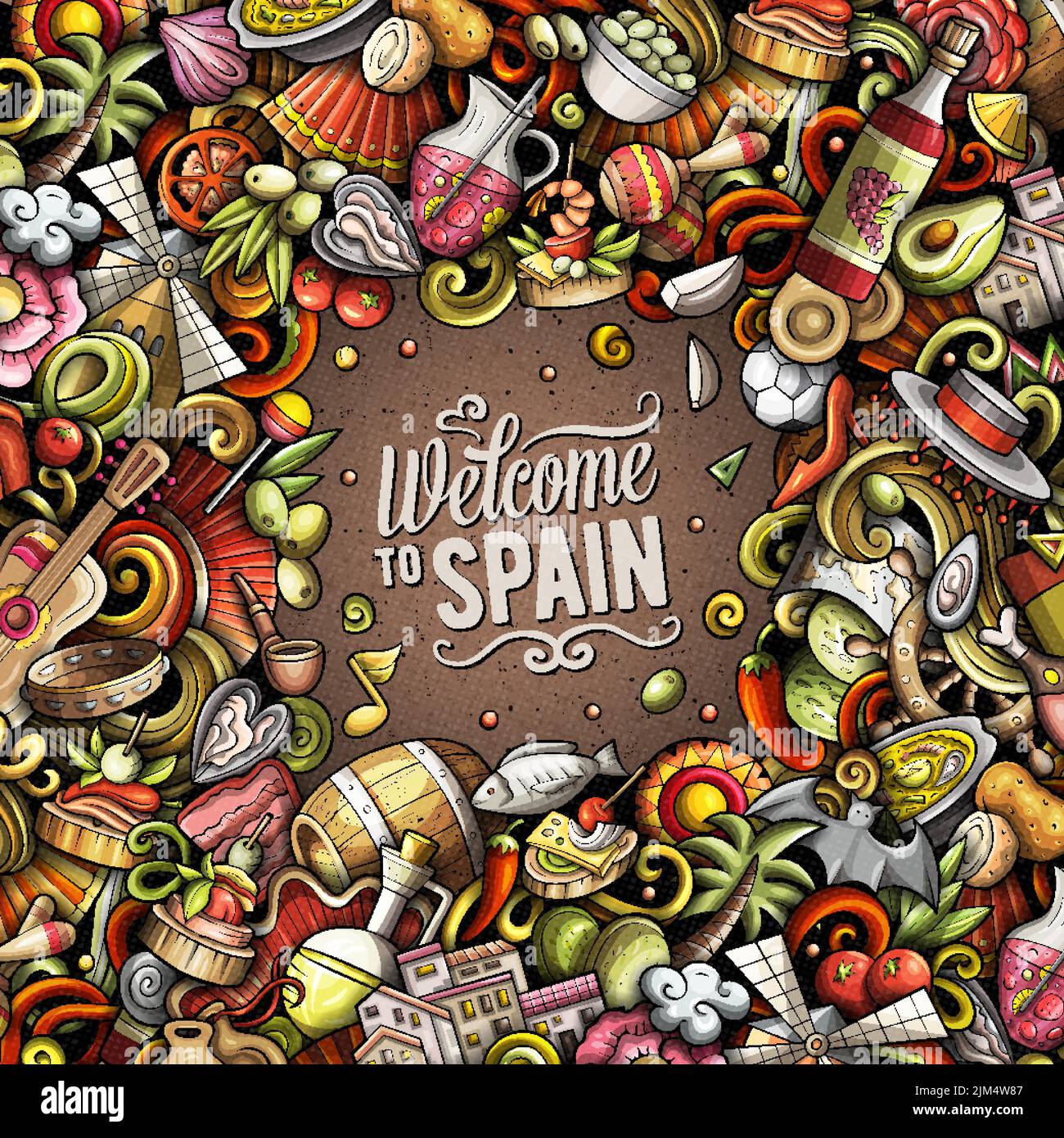 Spain cartoon vector doodles frame Stock Vector Image & Art - Alamy