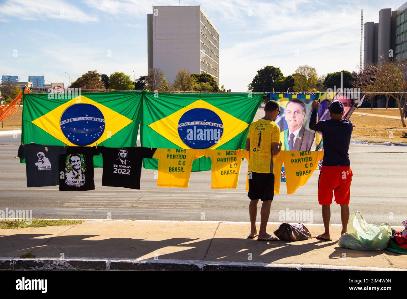 Brasília, Federal District, Brazil – July 23, 2022: Two vendors with ...