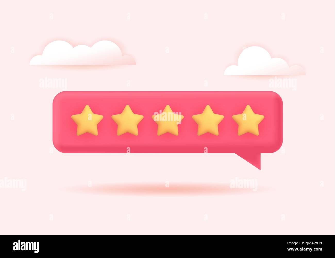 3d review concept, realistic yellow stars on pink background. Customer ... 3d review concept, realistic yellow stars on pink background. Customer ...