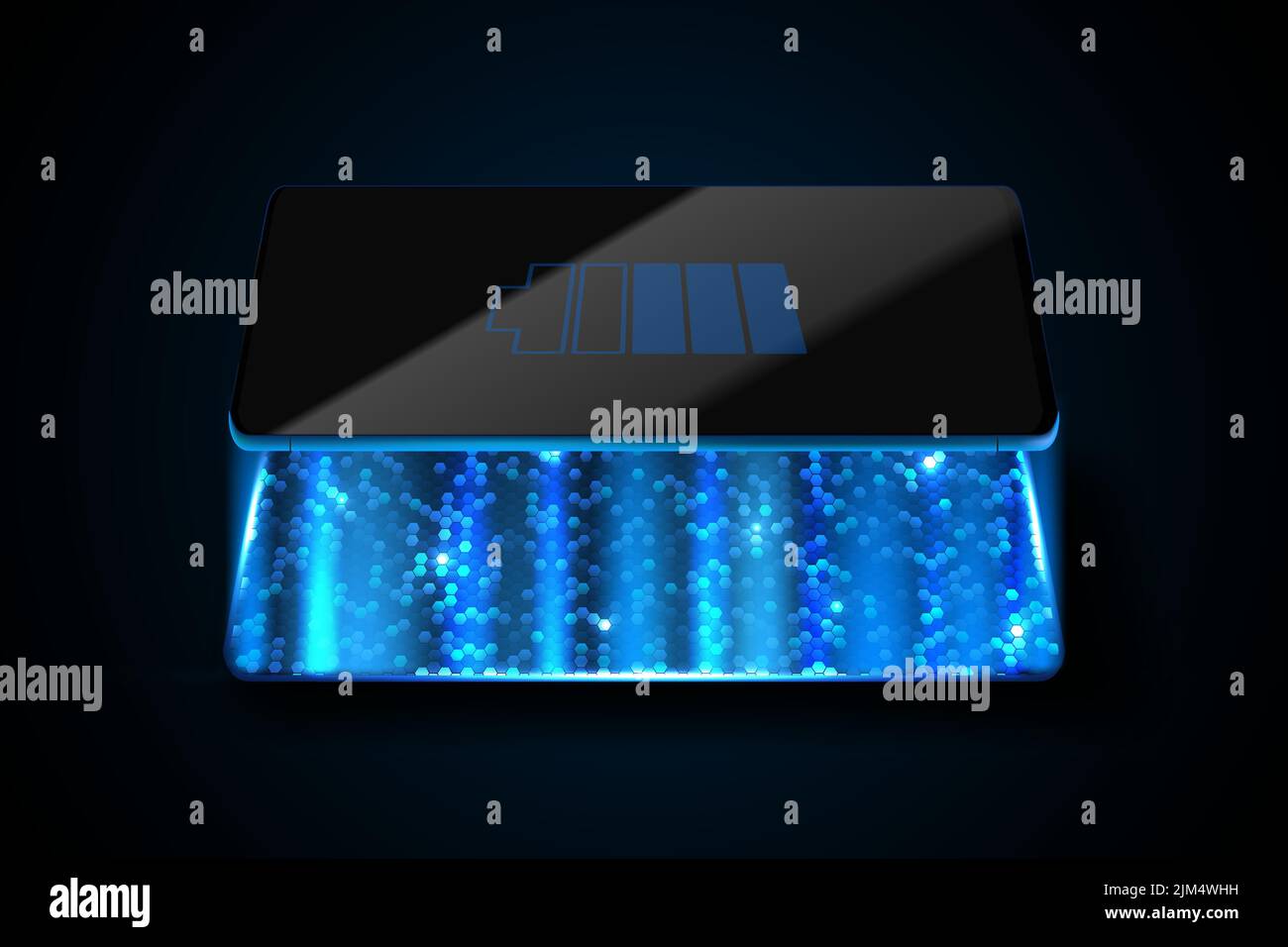 Charging Smartphone wireless charging concept design on dark background ...