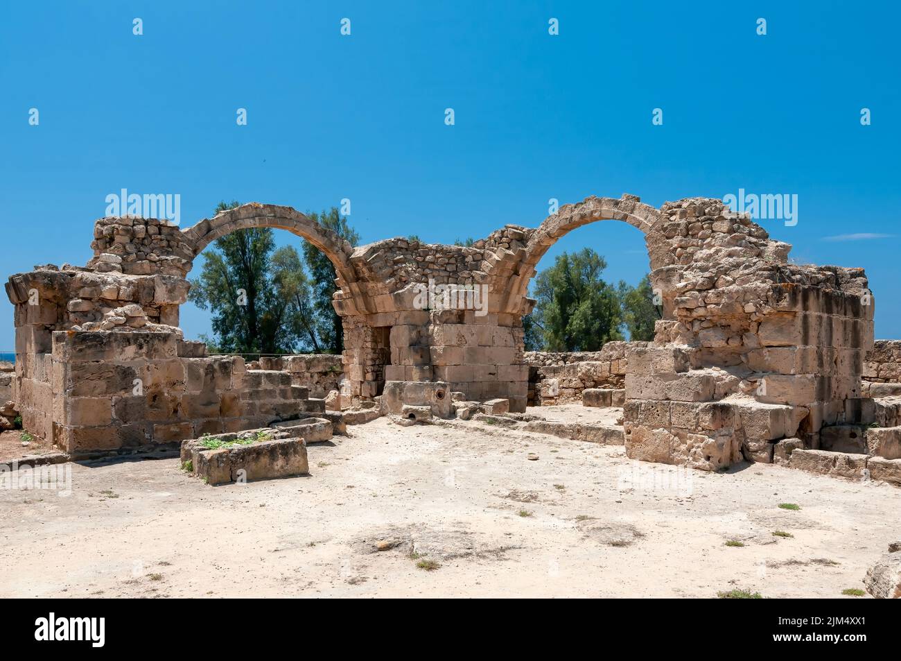 A beautiful view of ruins in the Paphos Archaeological Park, Cyprus ...