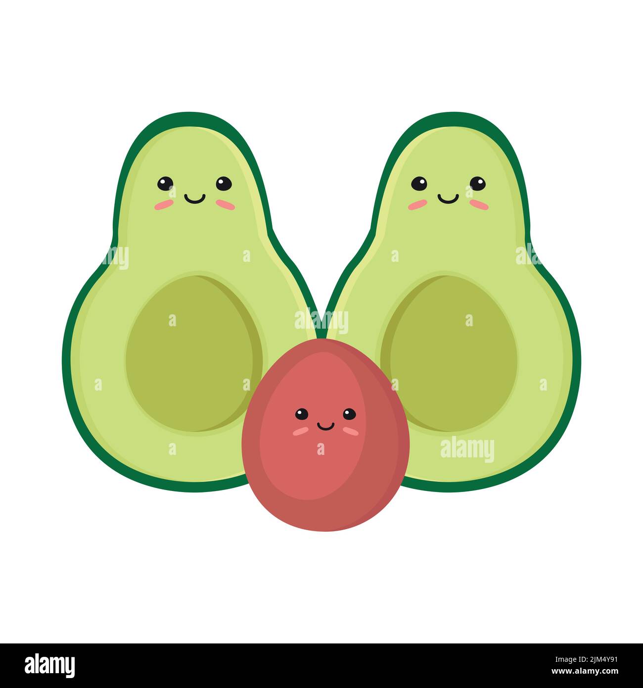 Vector hand drawn flat avocado family isolated on white background ...