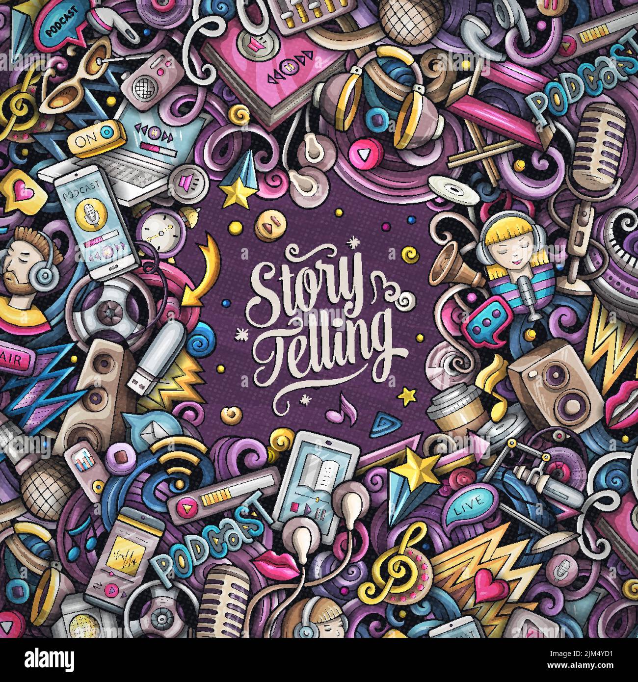 Cartoon vector doodles Storytelling frame Stock Vector Image & Art - Alamy