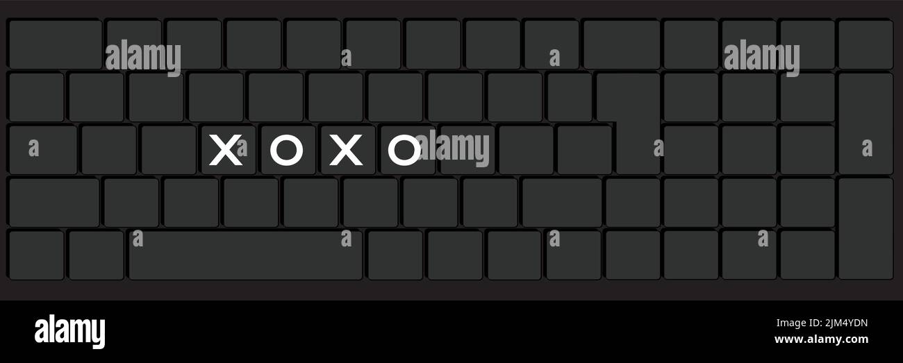 Computer Keyboard with XOXO key, abbreviation, Hugs and kisses ...