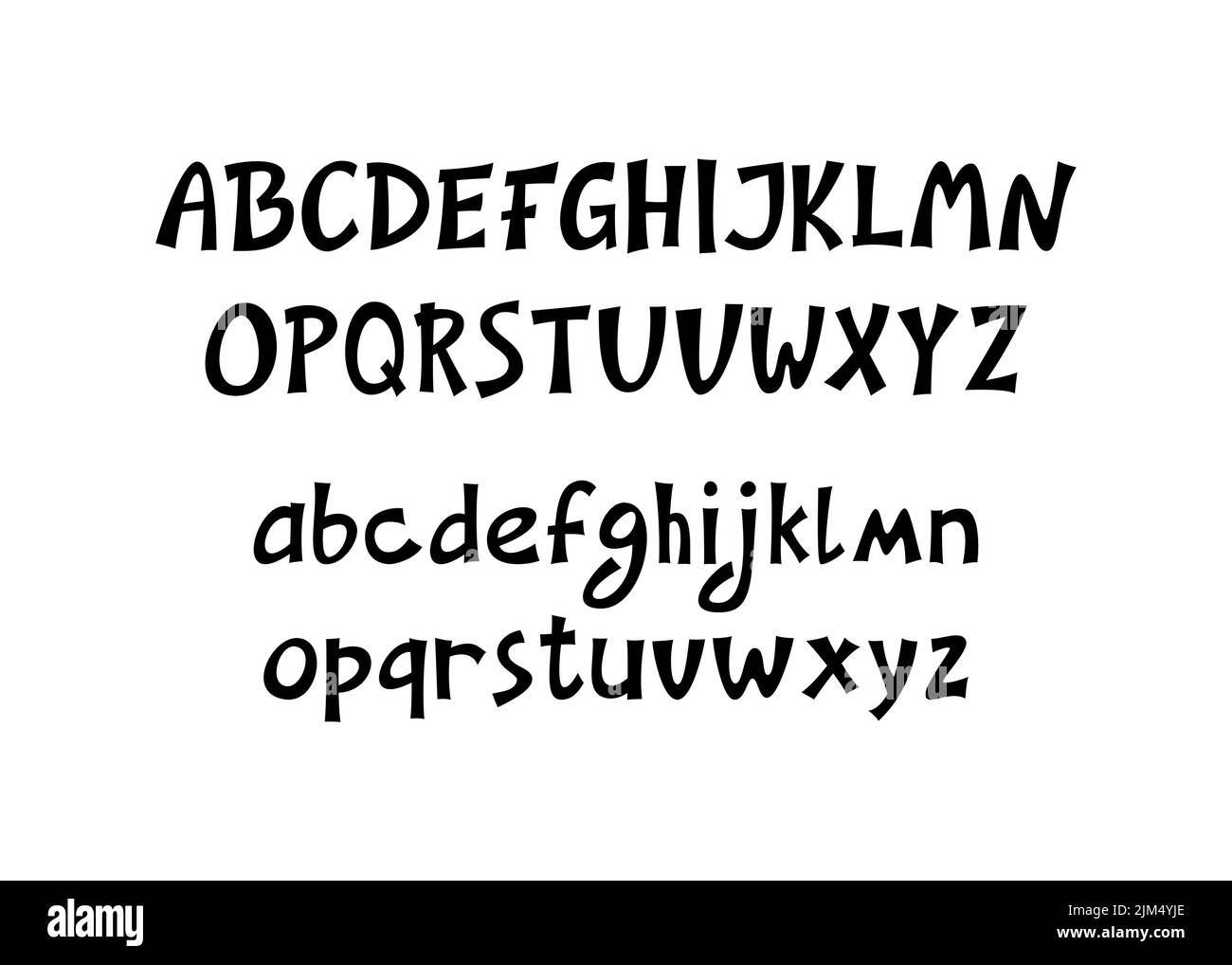 Cartoon hand-drawn alphabet and numbers isolated on white background ...