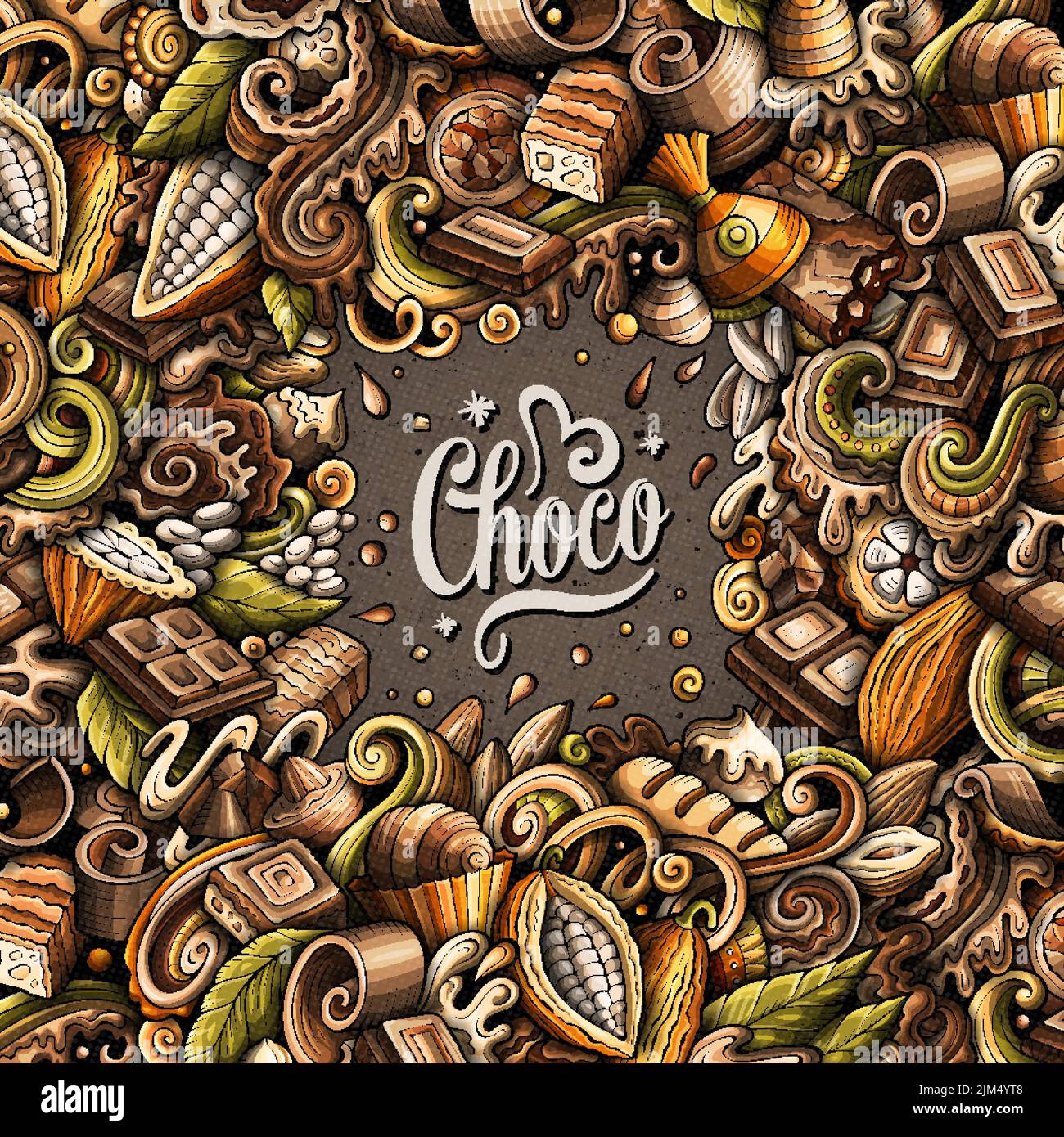 Chocolate hand drawn vector doodles frame Stock Vector Image & Art - Alamy
