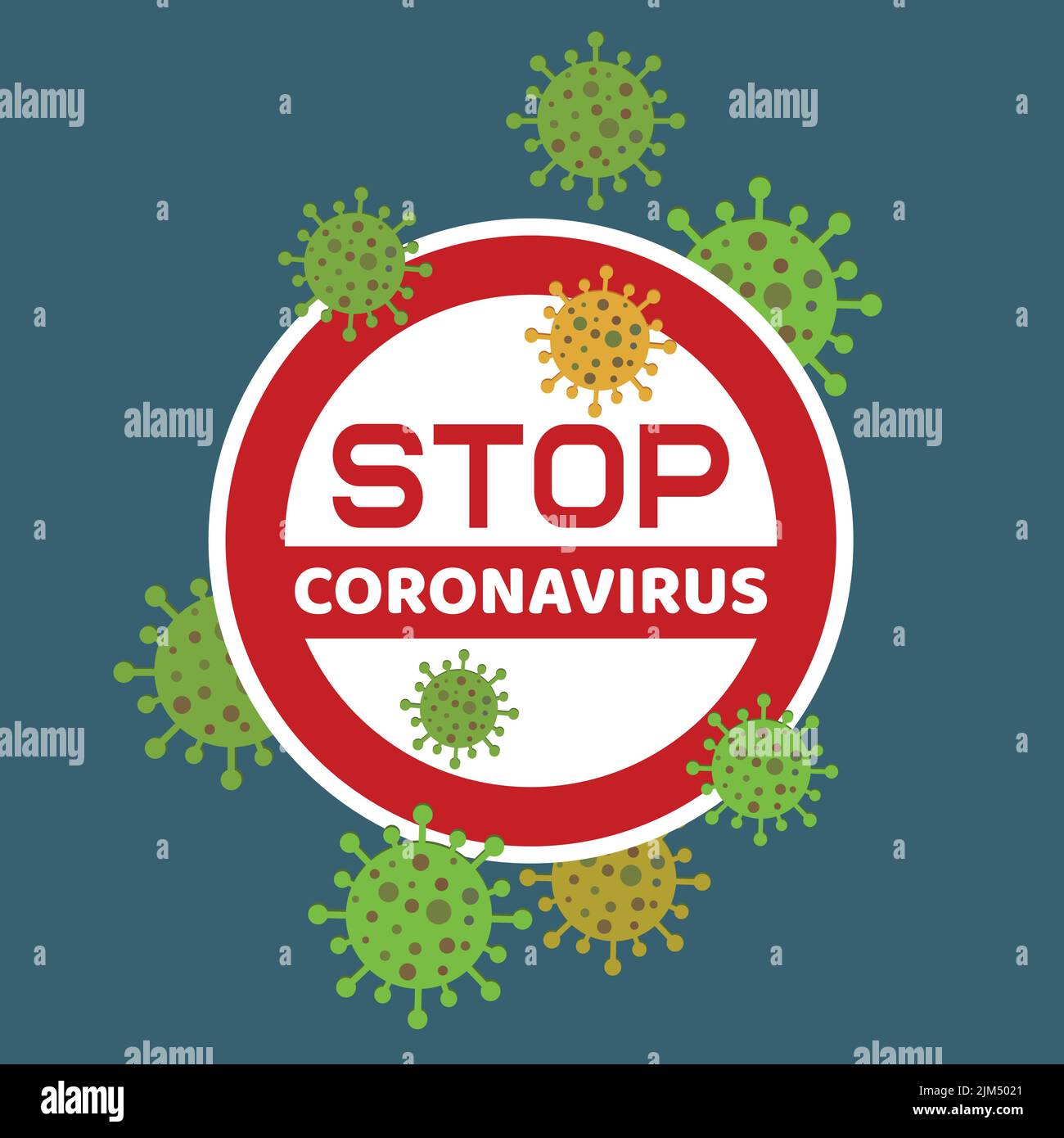 A vector sign "Stop Coronavirus", viruses surrounding the sign Stock ...