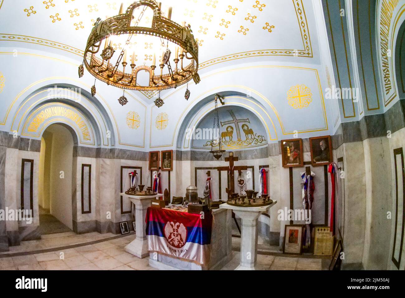 Interior view of the Serbian memorial, Zeitenlik military necropolis ...