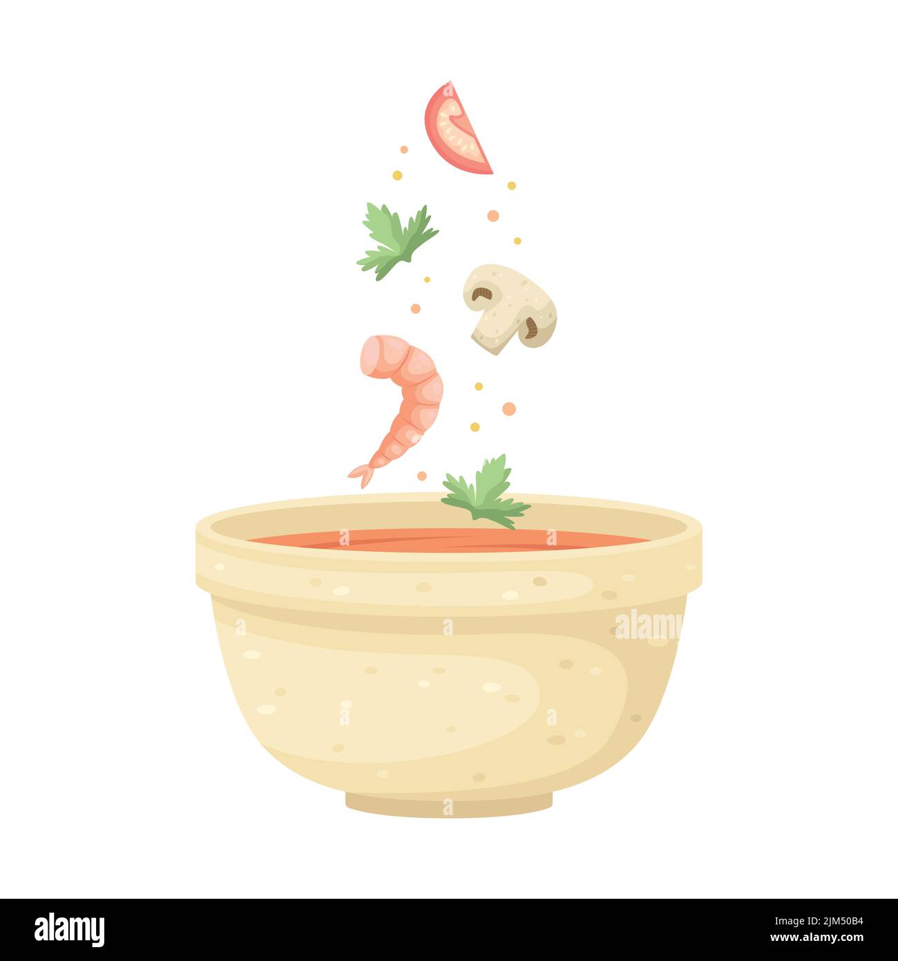 Vector illustration of tom yam soup plate. Asian cuisine Stock Vector ...