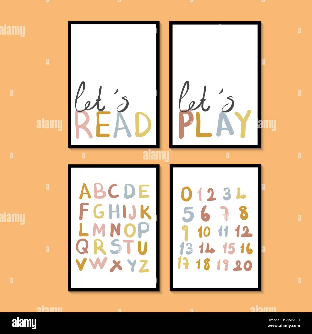 Let's Play Let's Read, Alphabet, Numbers. Playroom Wall Art, Playroom ...