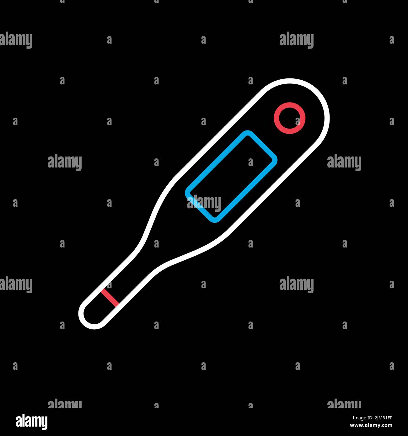 Electronic medical thermometer vector icon on black background ...