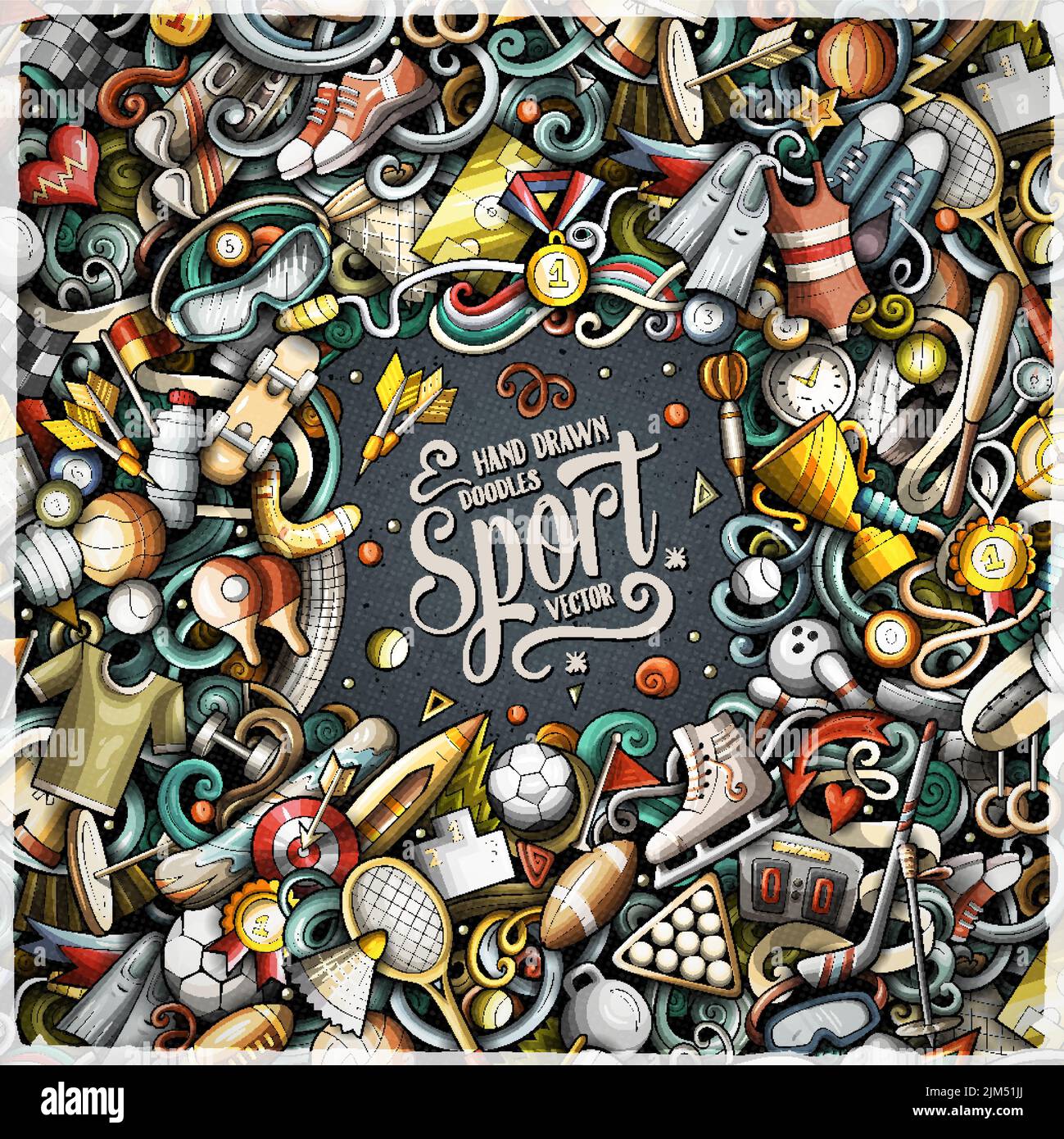 Sports vector doodles frame design Stock Vector Image & Art - Alamy