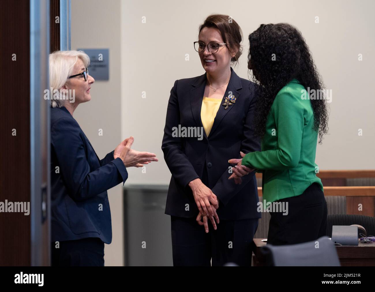 Liberal MP Rachel Bendayan (right) speaks with Ukrainian Ambassador to ...