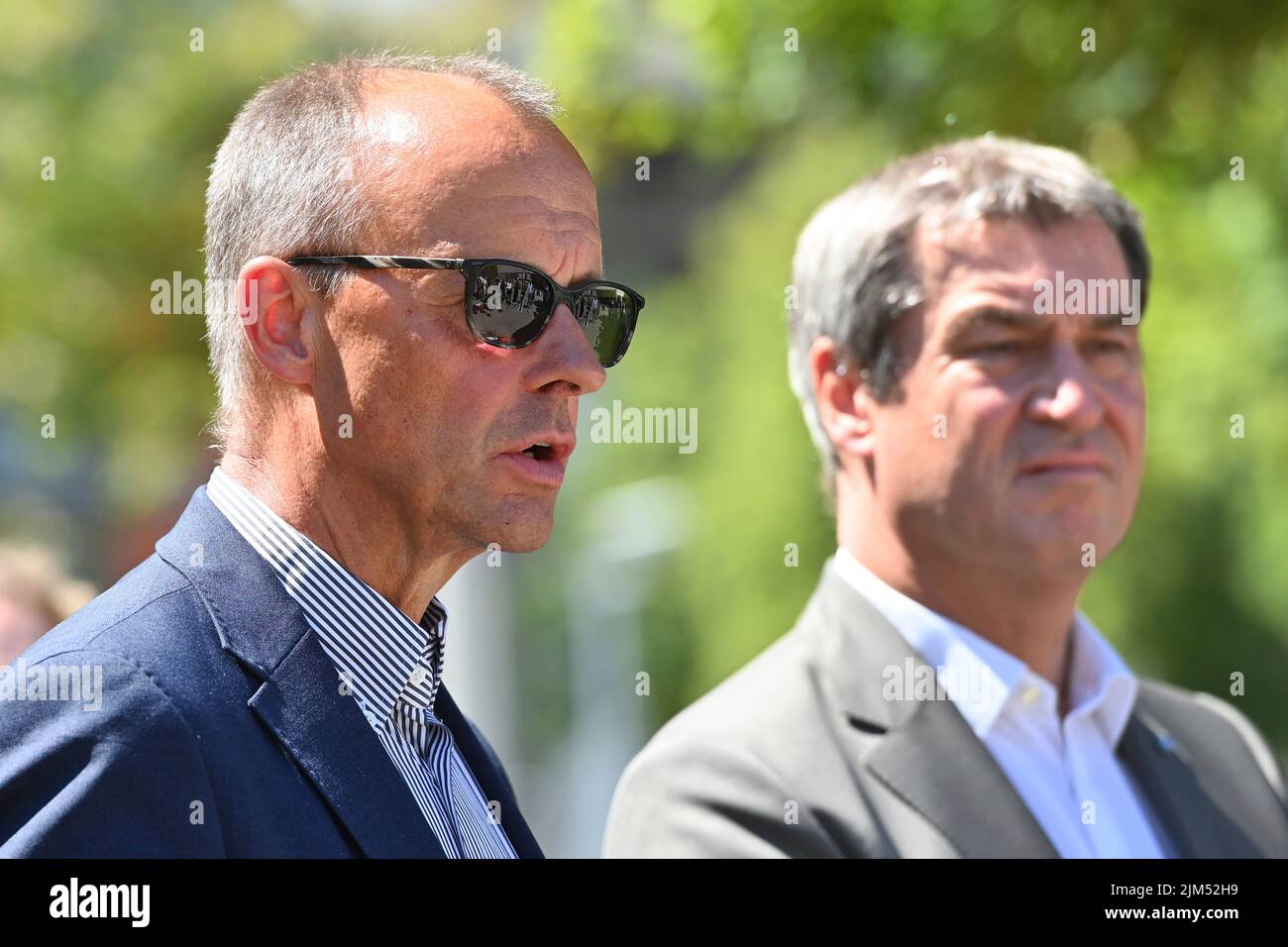 From left: Friedrich MERZ with sunglasses, Markus SOEDER (Prime ...