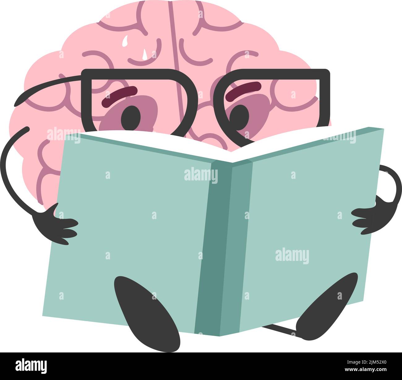 Brain character reading book, intelligent smart Stock Vector Image ...