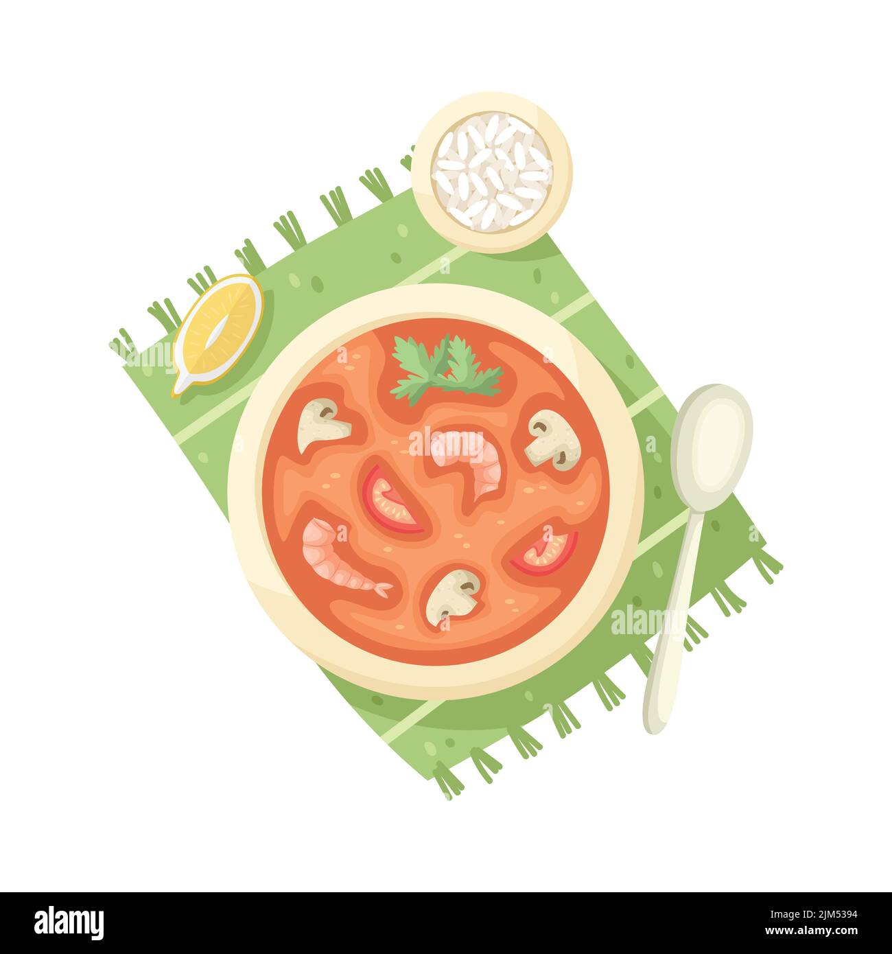 Vector illustration of tom yam soup plate. Asian cuisine Stock Vector ...