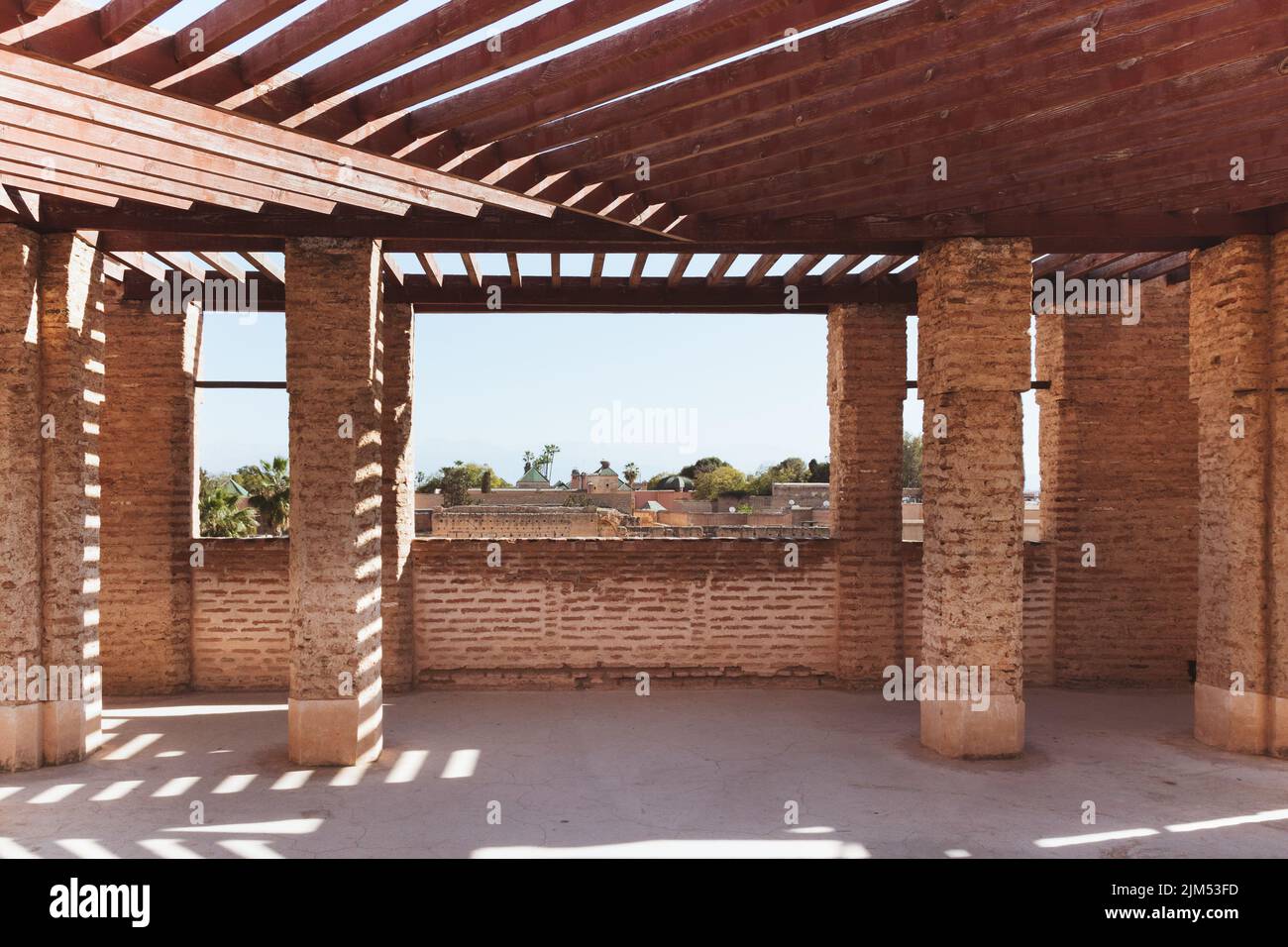 gazebo with columns and orange roof Stock Photo - Alamy