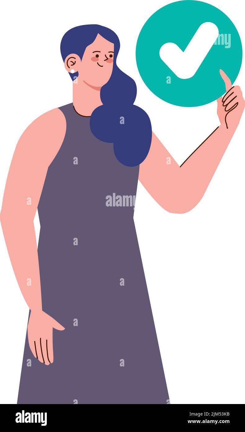 girl with check symbol Stock Vector Image & Art - Alamy