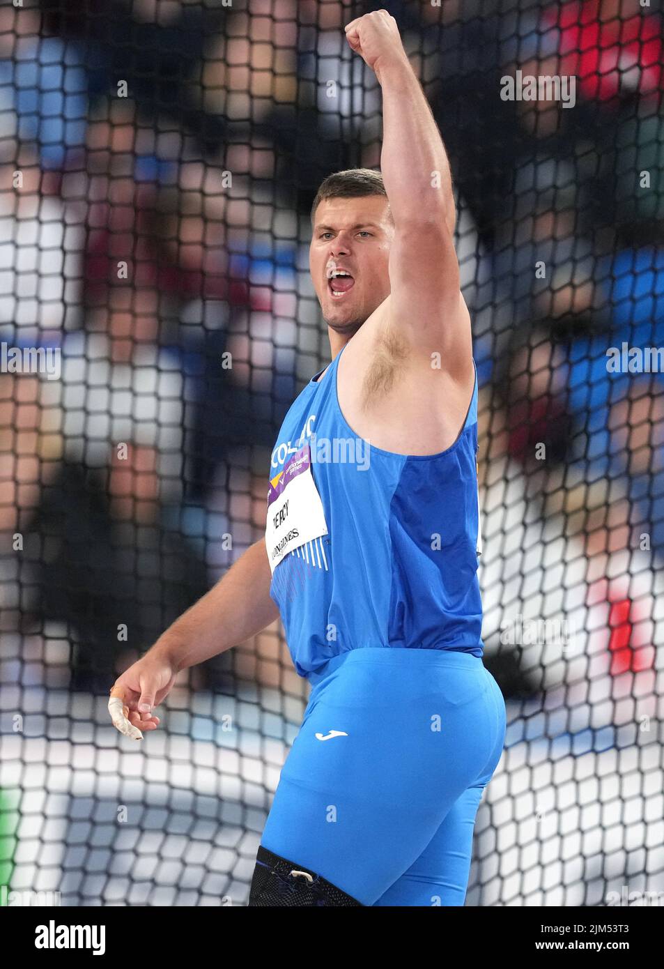 Scotland's Nicholas Percy celebrates during the Men's Discus Throw ...