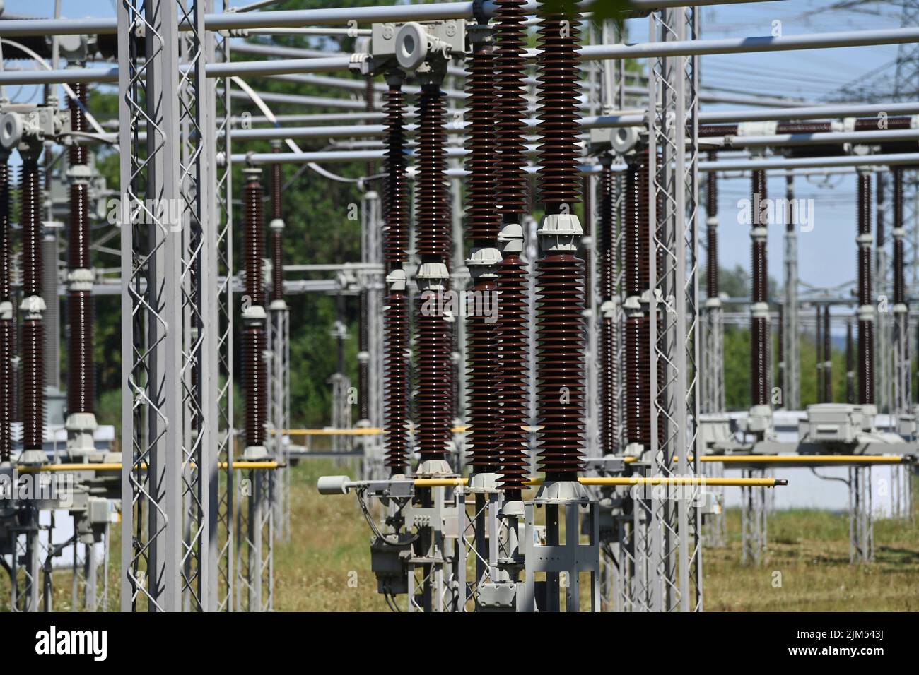 Power lines, substation. Electricity, energy. Prime Minister Dr. Markus ...