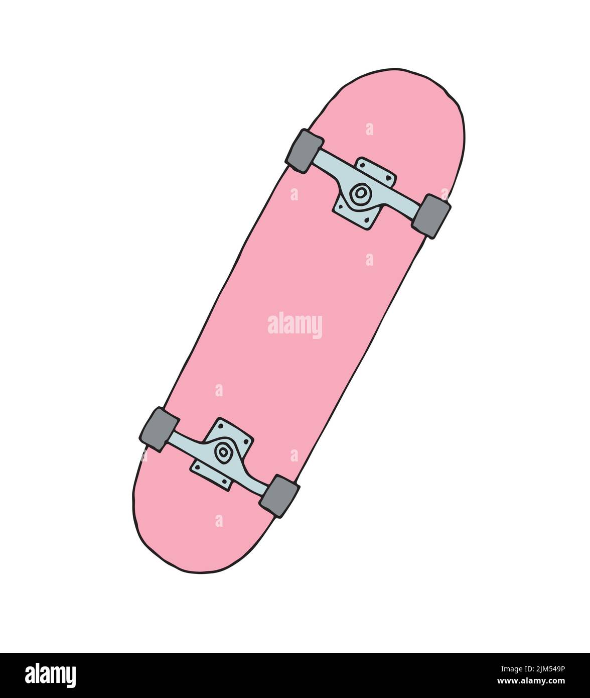 Vector hand drawn doodle sketch pink skateboard isolated on white ...