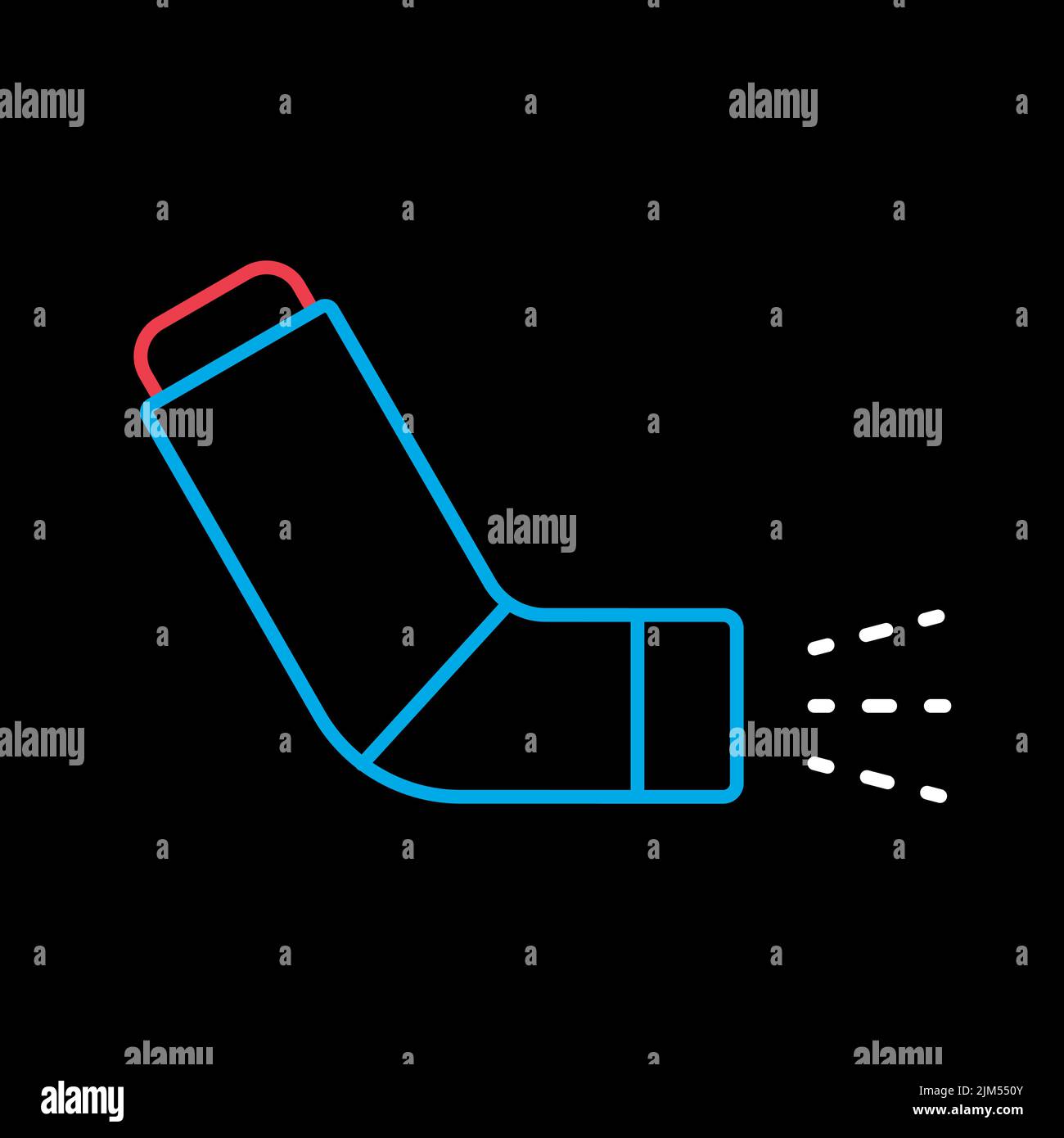 Asthma inhaler vector icon on black background. Medicine and healthcare ...
