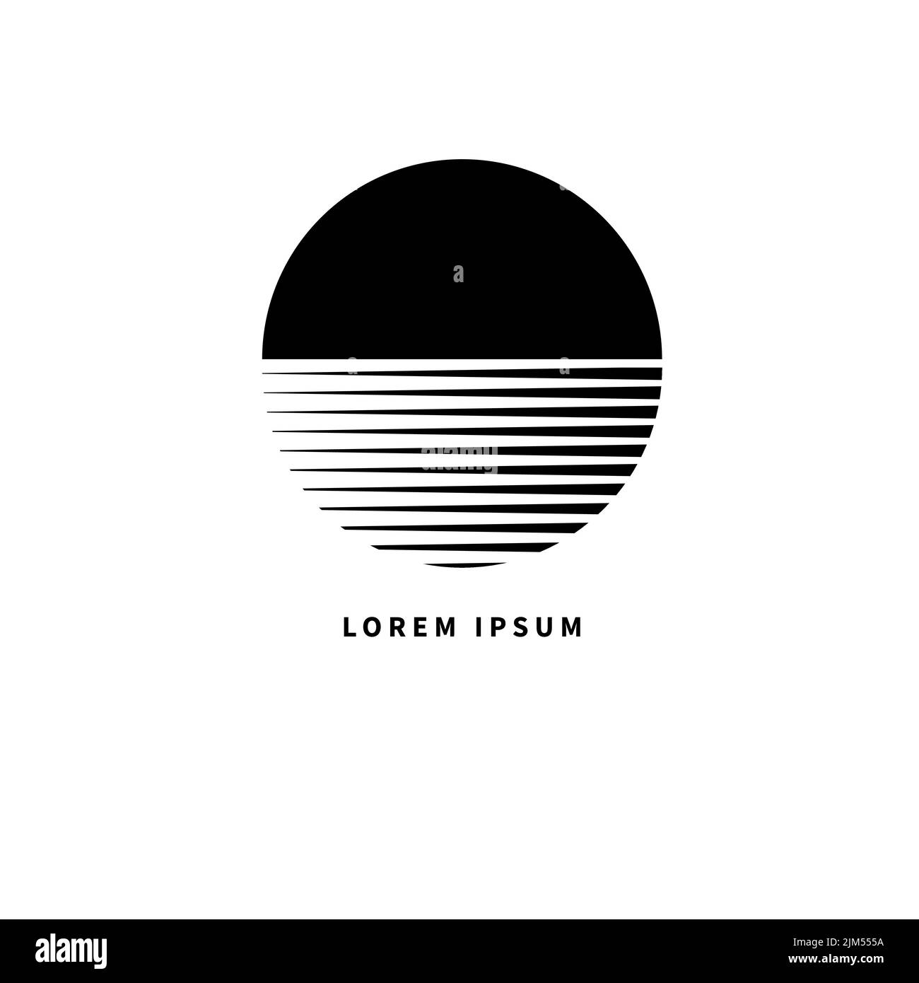 Sun and sea logo, sunset icon, travel sign. Ocean pictogram, geometric ...