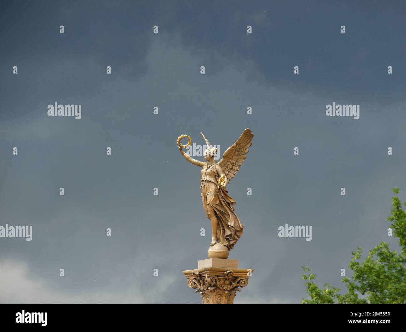 A scenic view of an angel sculpture in Prague, the Czech Republic in ...