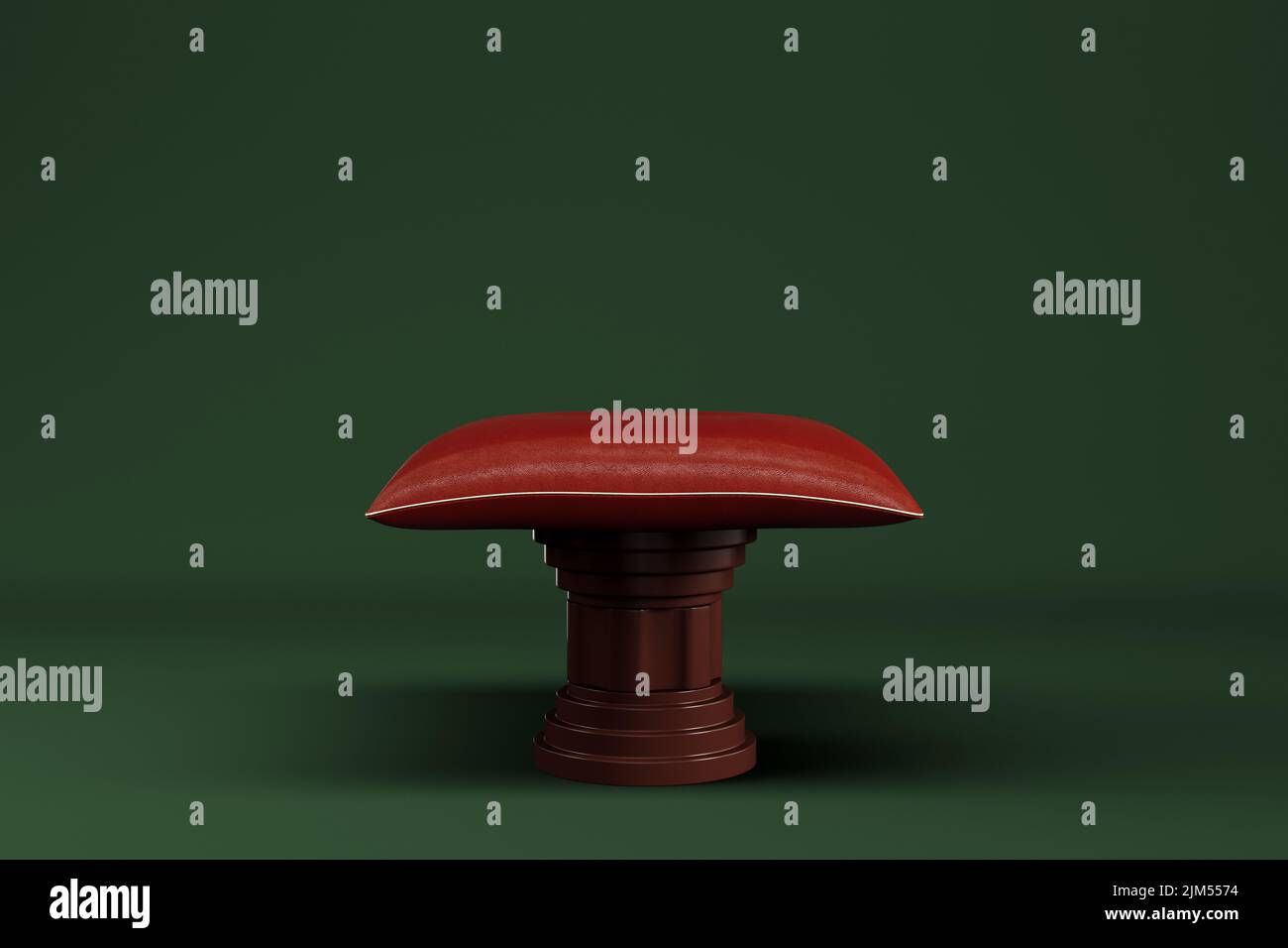 Abstract minimal background. Cylindrical platform with leather pillow ...