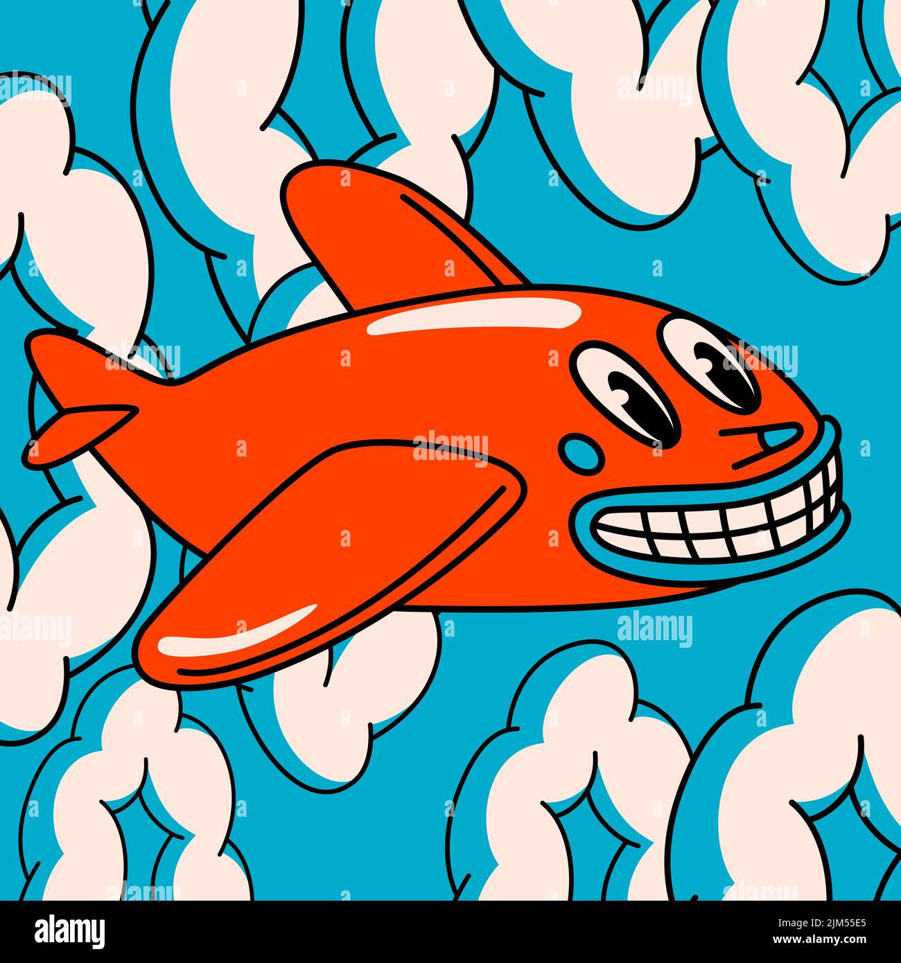 Cartoon vector funny cute Comic characters, plane Stock Vector Image ...