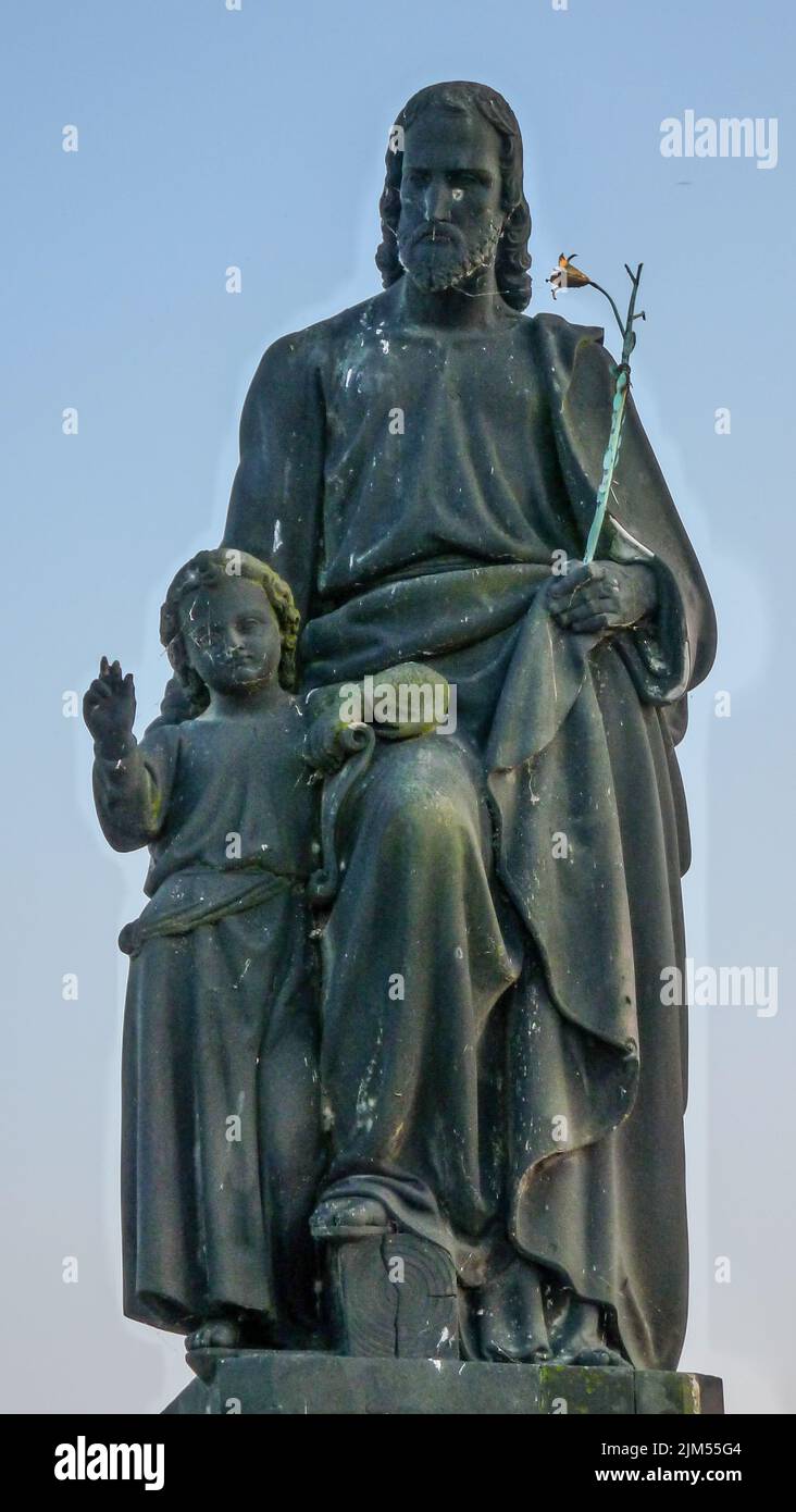 A vertical shot of the statue of Saint Joseph in Prague, Czech Republic ...