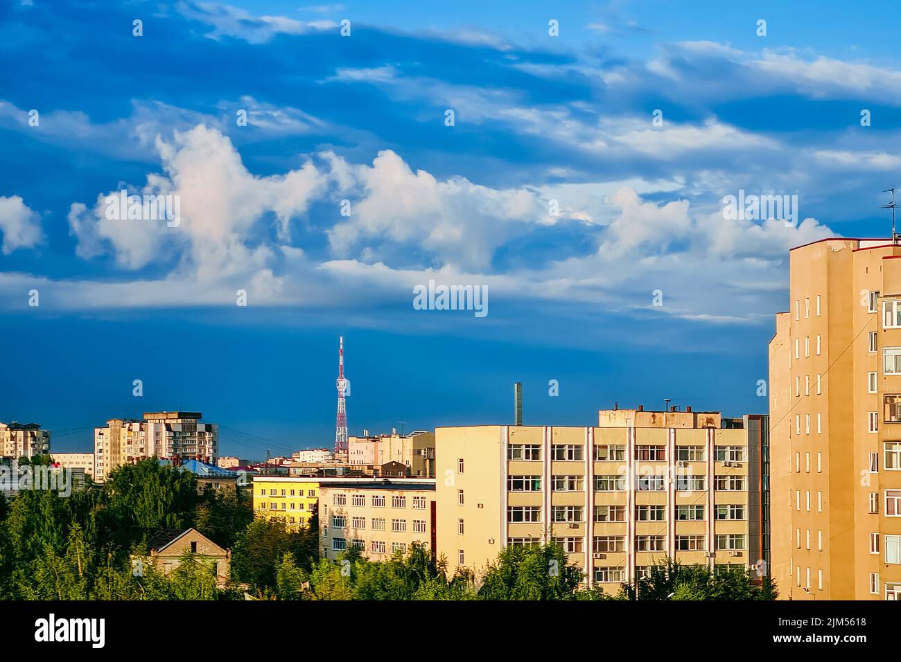 Residential high-rise houses. Aerial view of buildings in suburbs ...