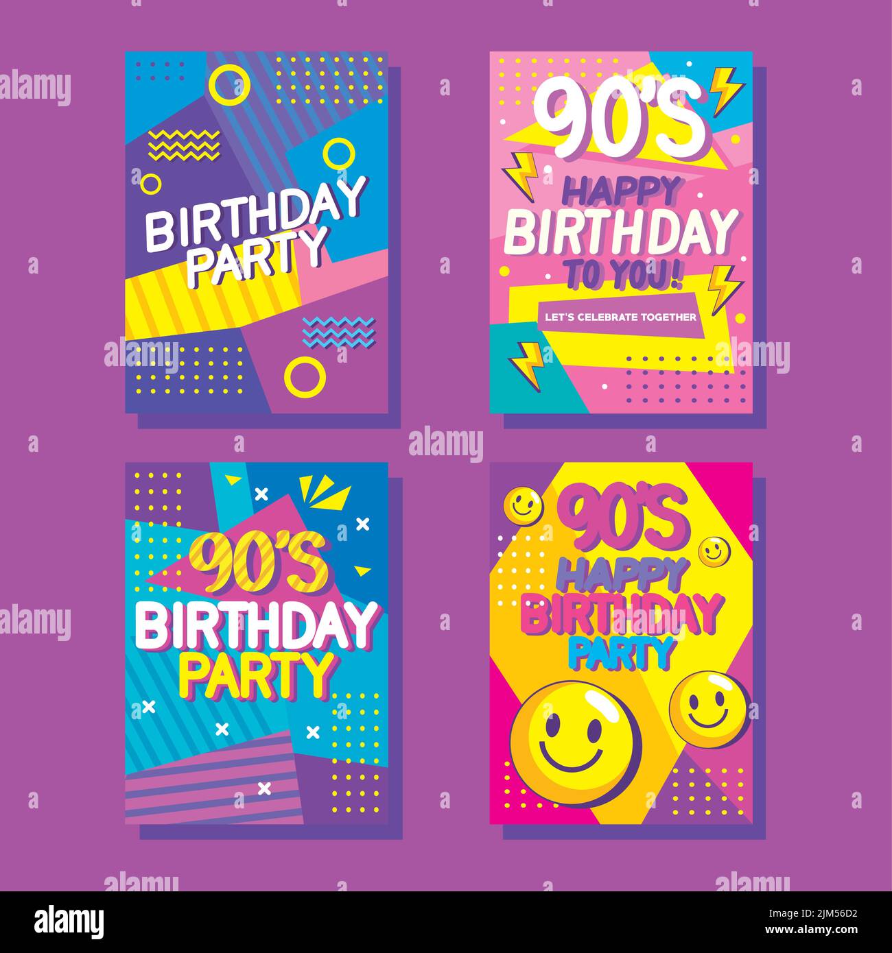 four birthday party posters Stock Vector Image & Art - Alamy