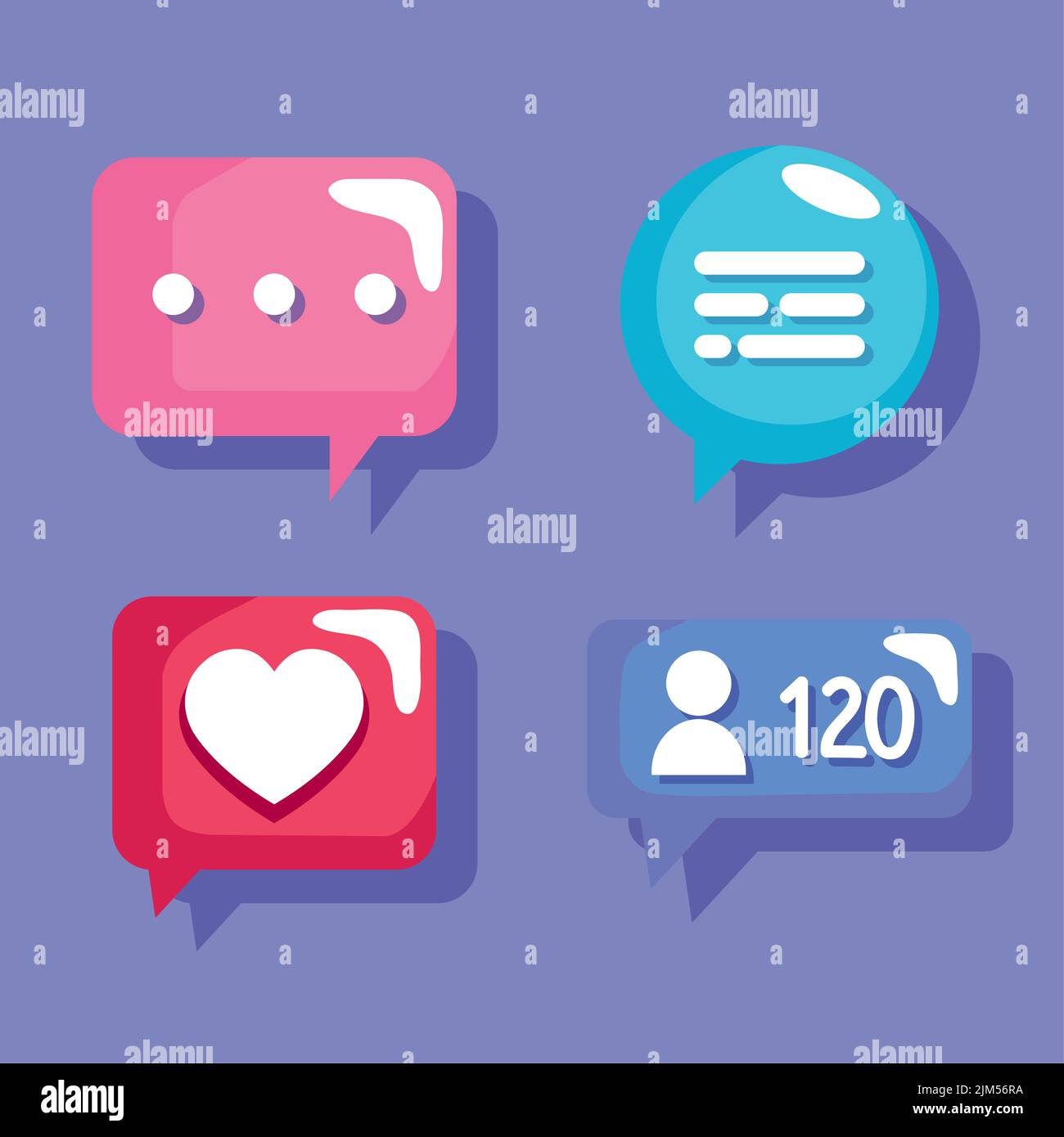 four social media speech bubbles Stock Vector Image & Art - Alamy