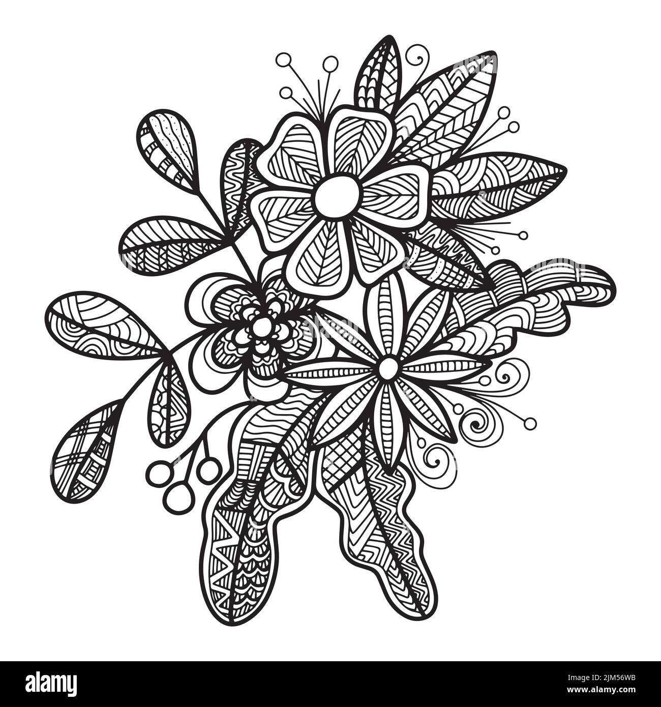 Zen doodle anti-stress coloring page flowers. Coloring book page for ...