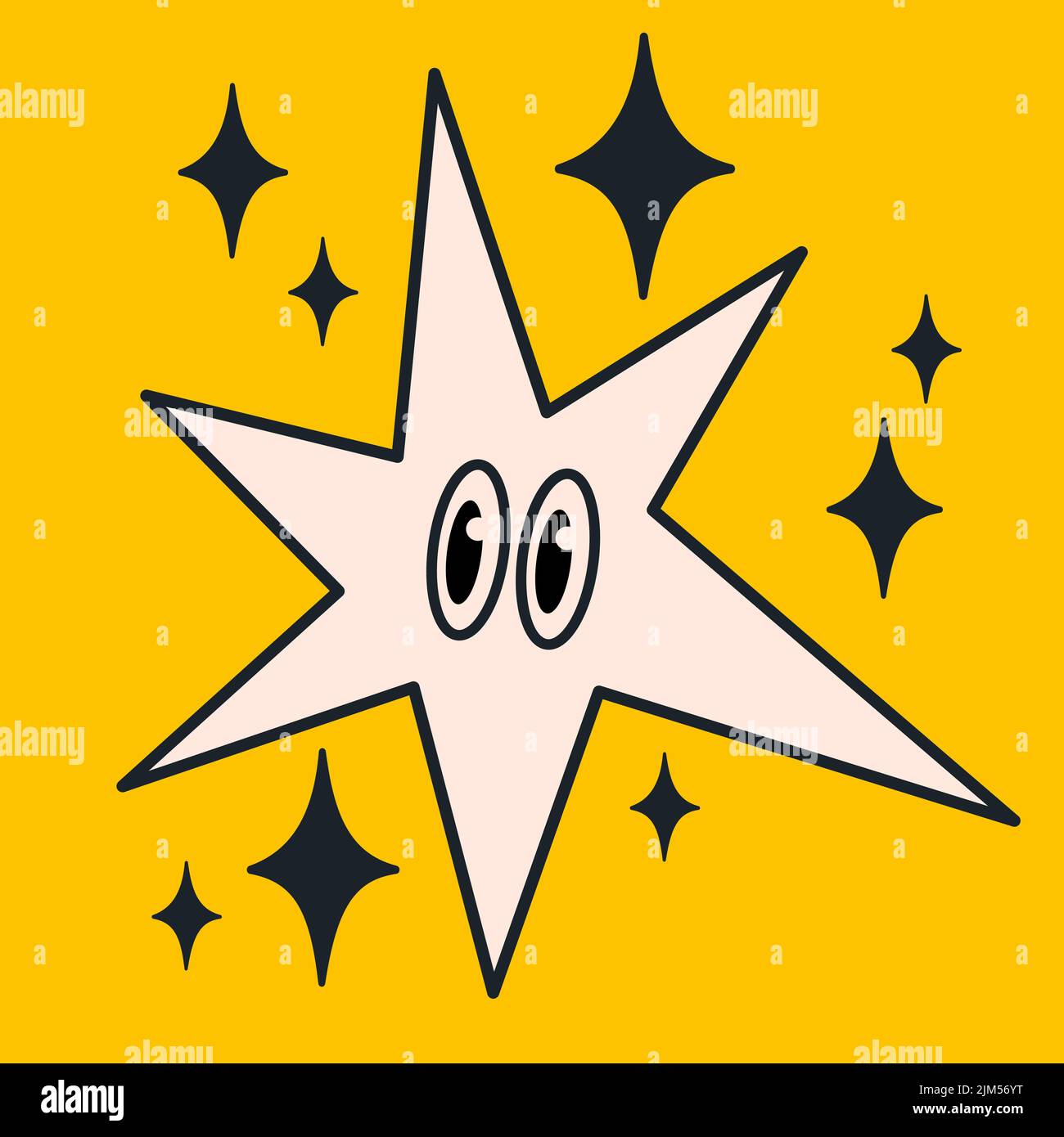 Cartoon vector funny cute star Comic character Stock Vector Image & Art ...