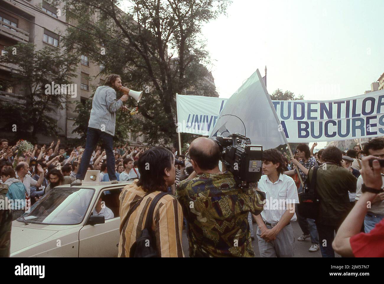Bucharest, Romania, January 1990. "Golaniada", a major anti-communism ...