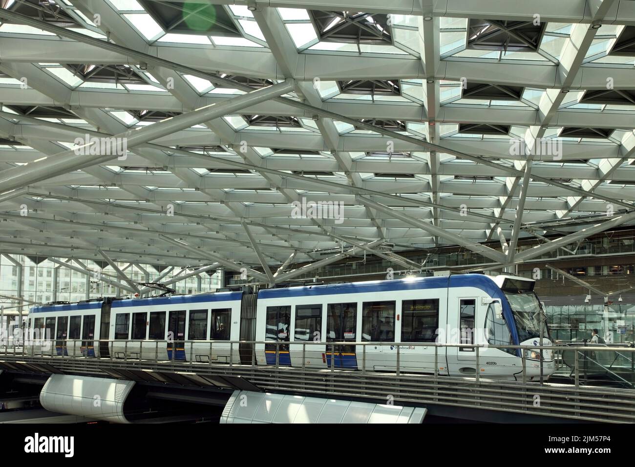 Tram inside Den Haag / The Hague Centraal main railway station ...